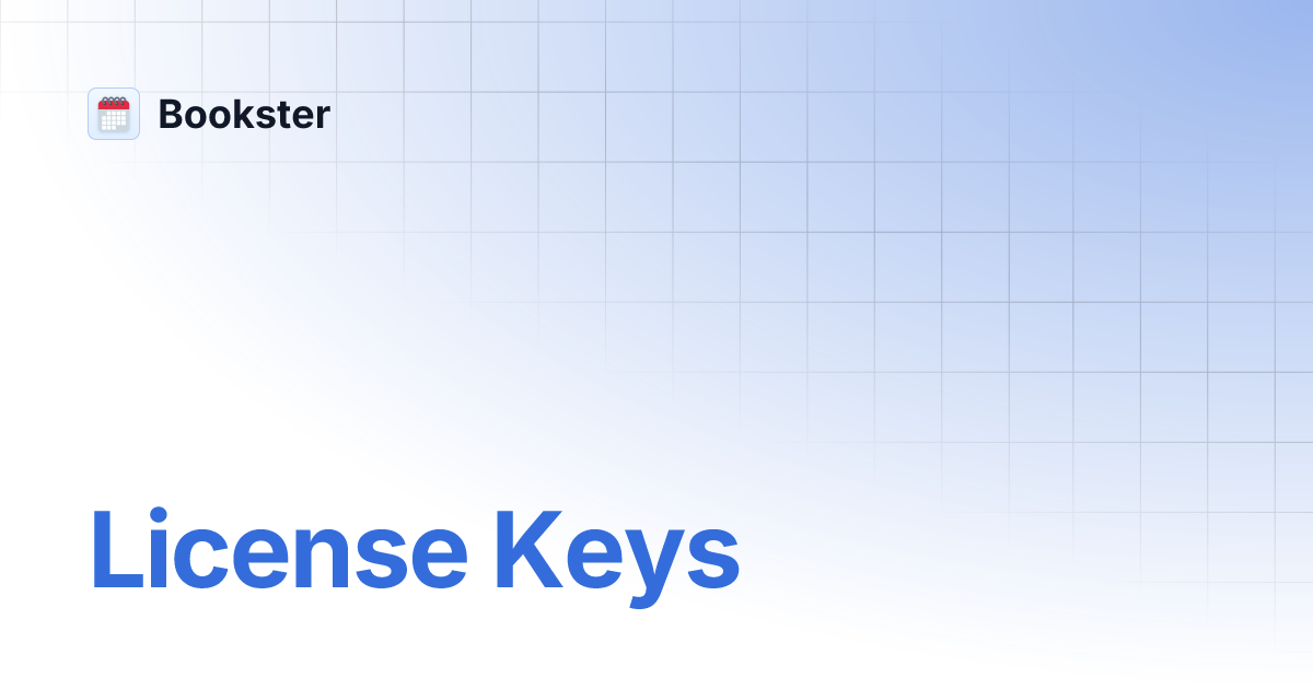 License Keys | Bookster