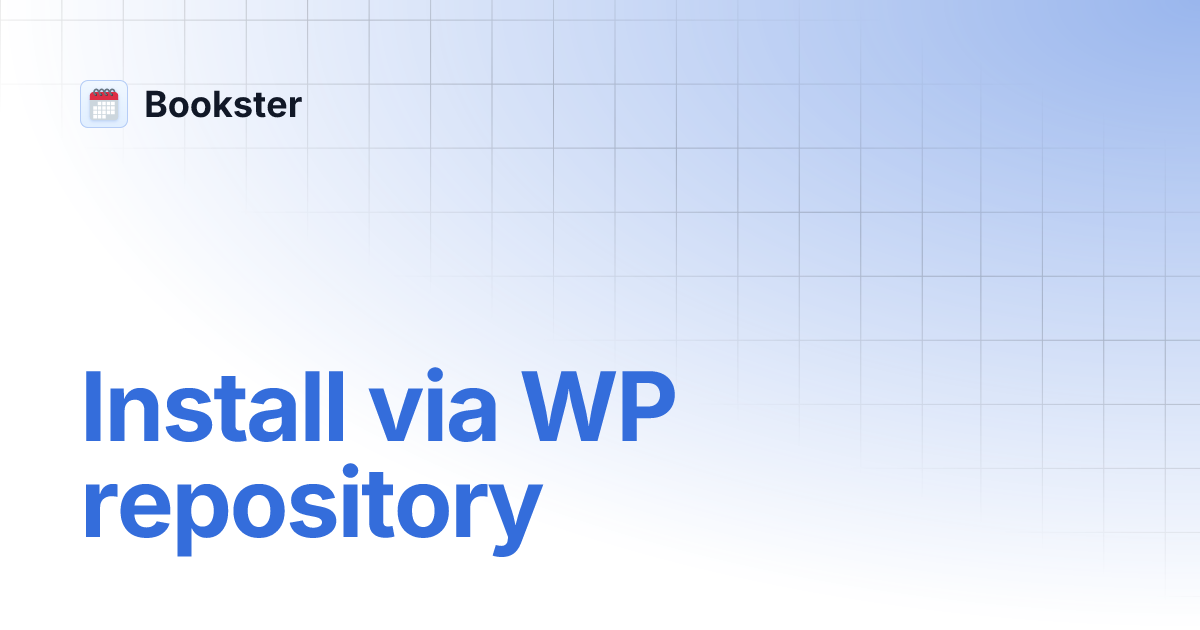 Install via WP repository | Bookster