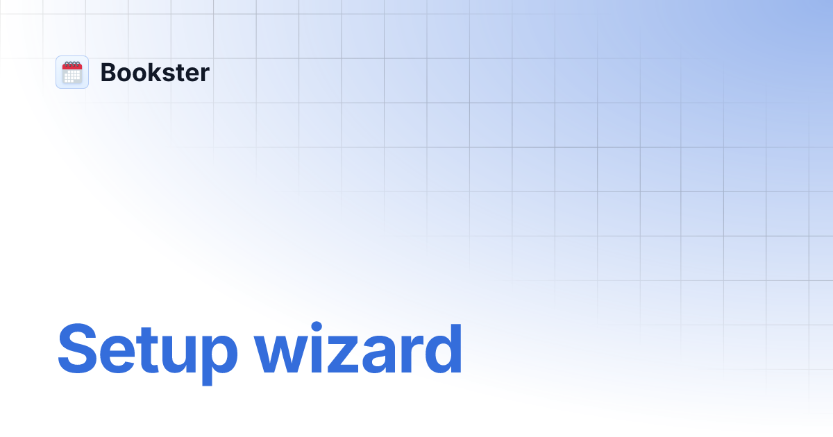Setup wizard | Bookster
